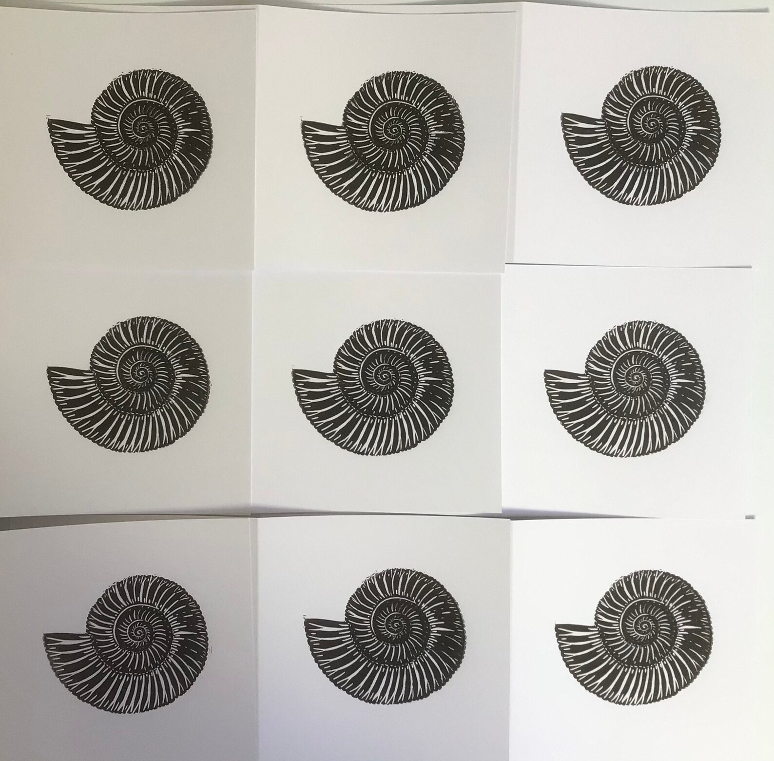 Ammonite Fossil Handprinted Linocut Greeting Card, Happy Birthday Old ...