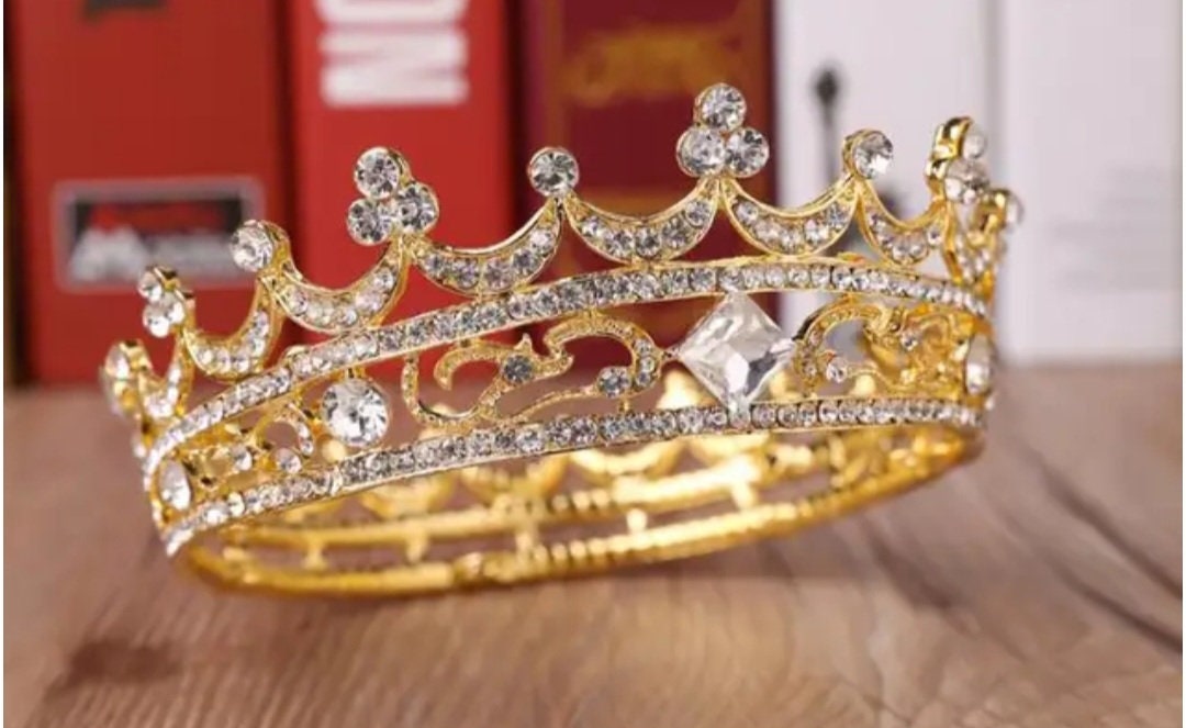 Gold Round Crown, Rhinestone Tiara Princess Crown - Etsy
