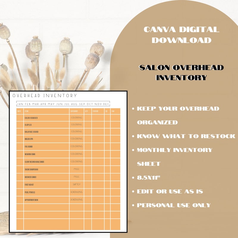 Salon Inventory Spreadsheet - Etsy