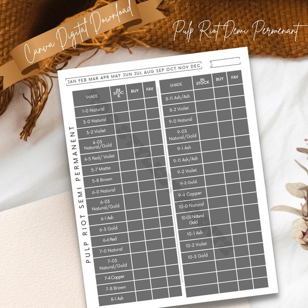 Hair Color Inventory Sheet - Etsy