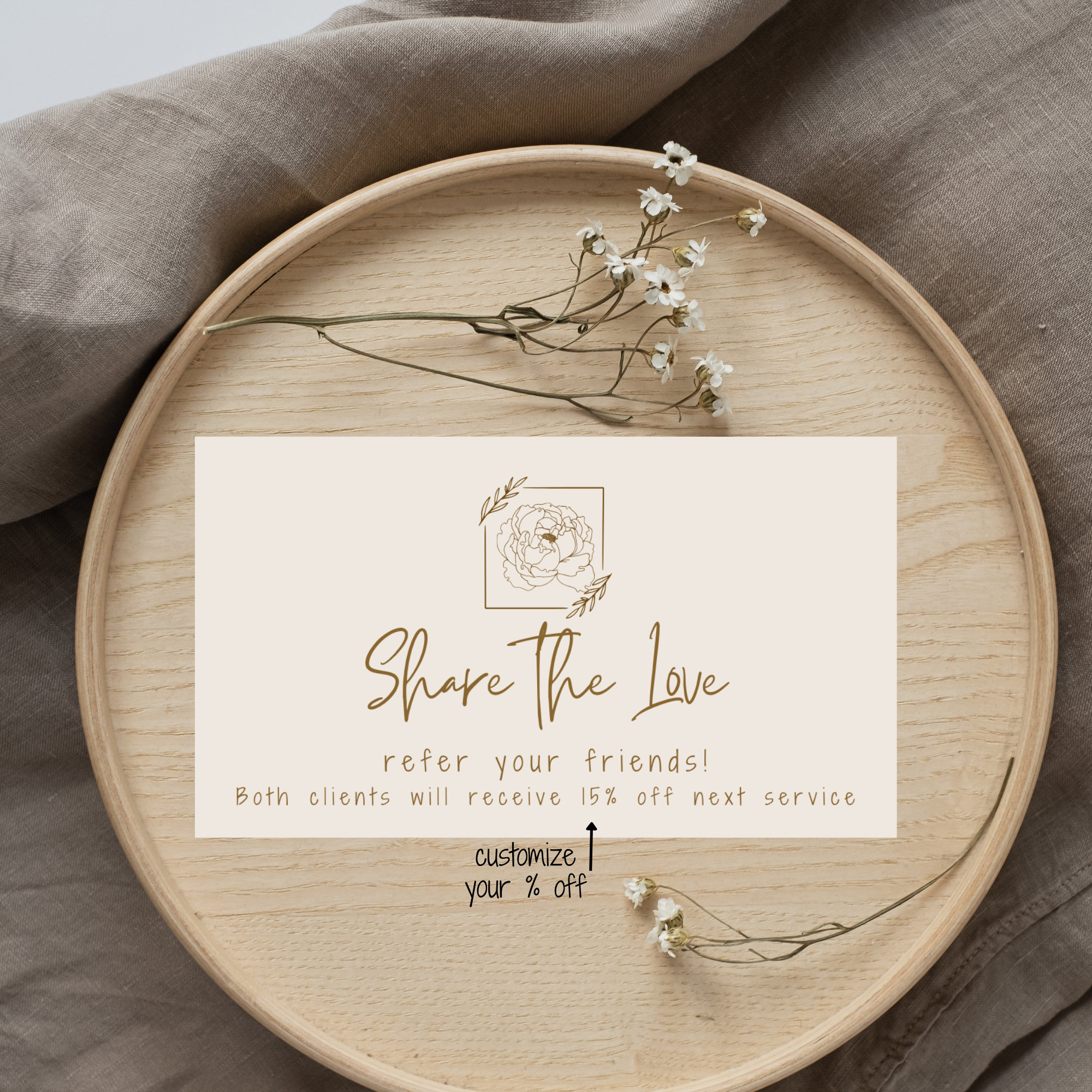 Editable Salon Referral Card, Referral Punch Card Soft Pink Refer a ...