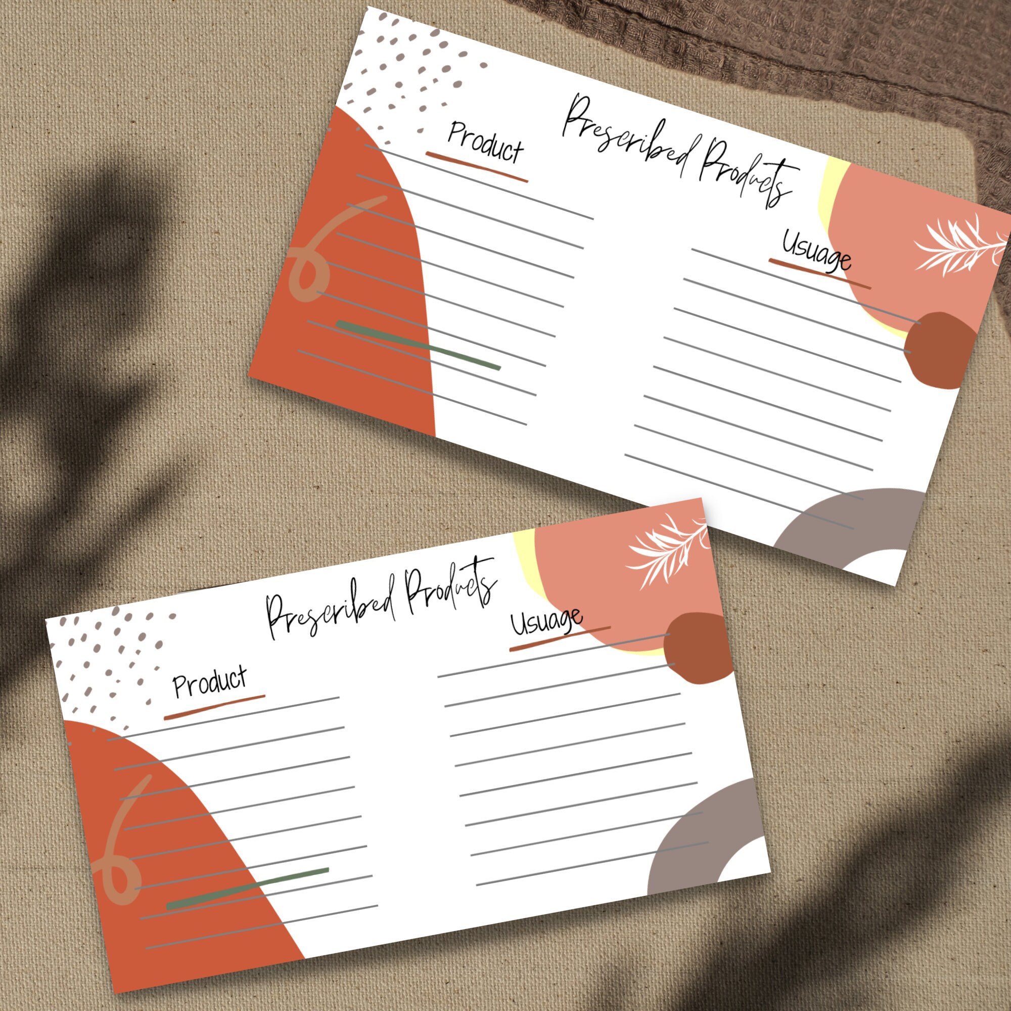 Hair Prescription Card, Product Infor Card, 6x4 Salon Client ...