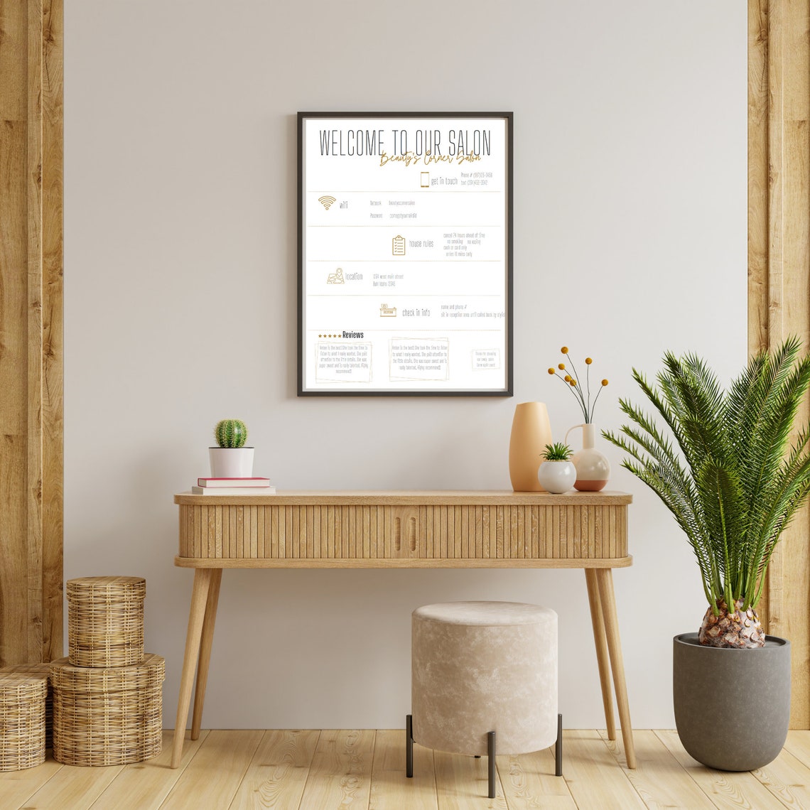 Salon Welcome Check in Sign Template, Guest Arrival Info ,digital ...