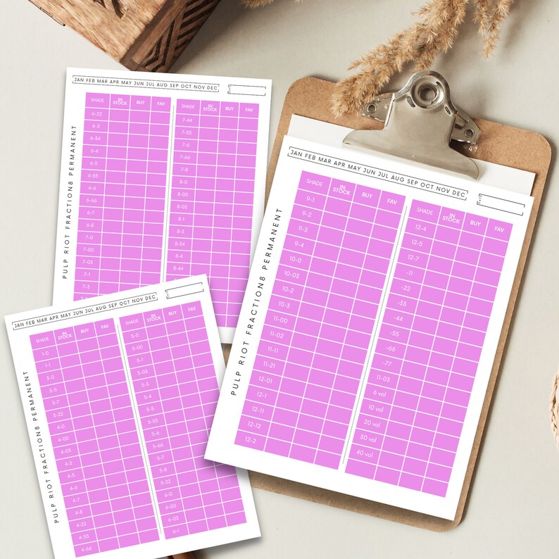 Pulp Riot & Fraction8 Color Inventory Tracker – Stylist Printable Sheet ...