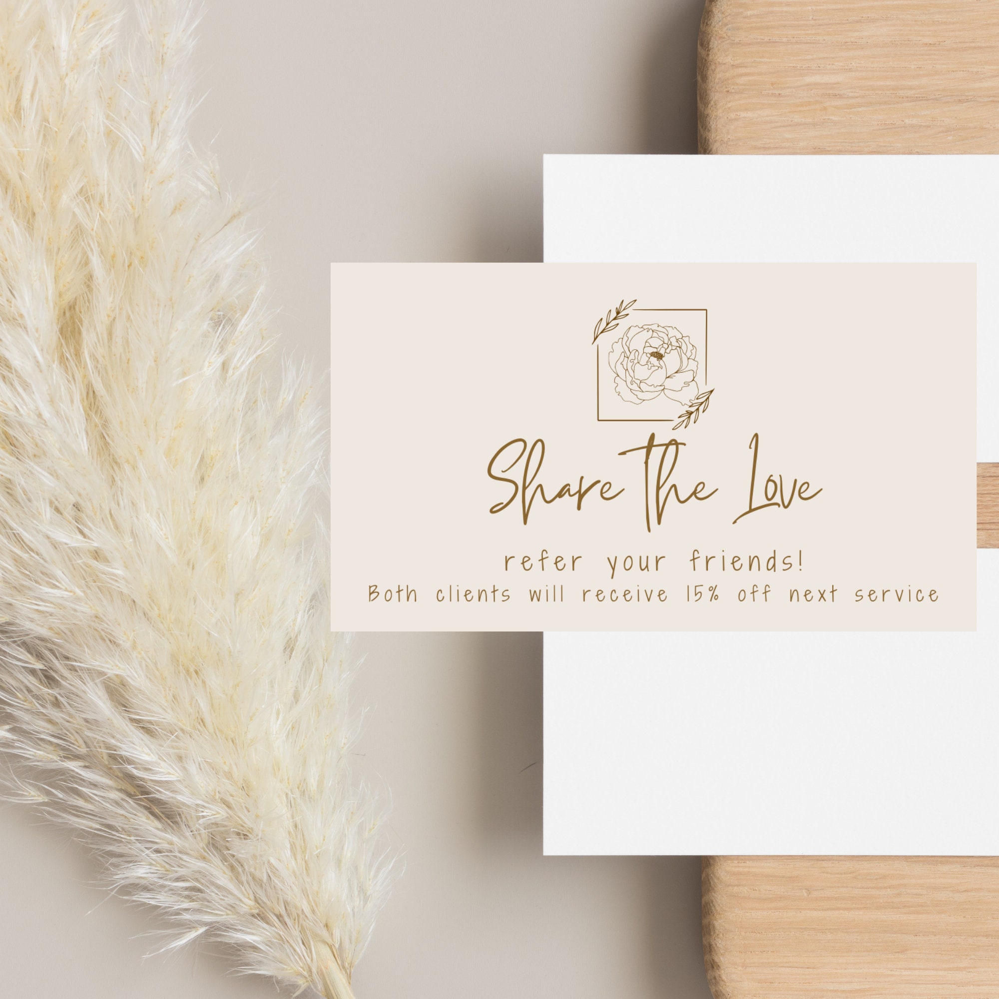 Editable Salon Referral Card, Referral Punch Card Soft Pink Refer a ...