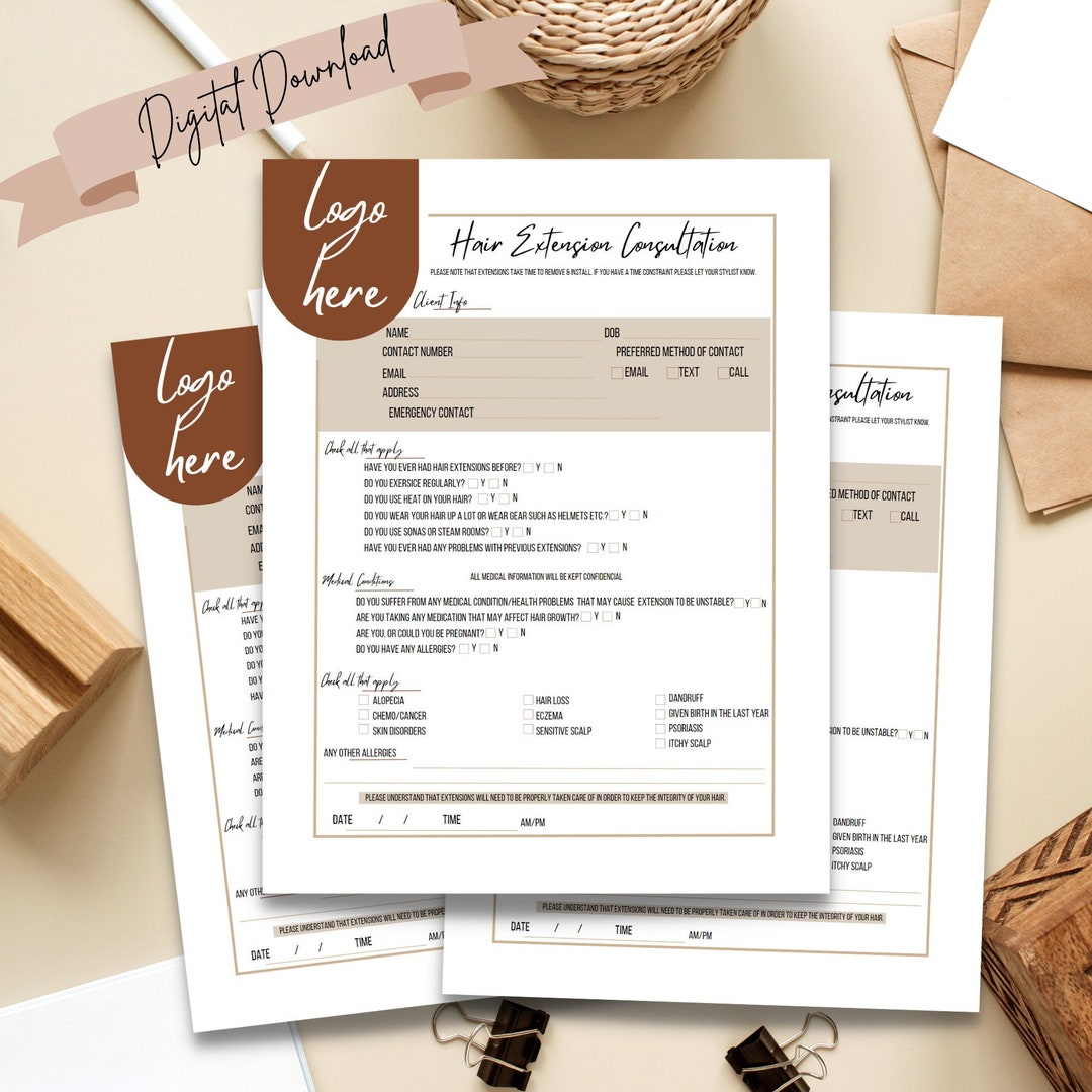 Hair Extension Consultation Form: Salon Client Template (digital ...