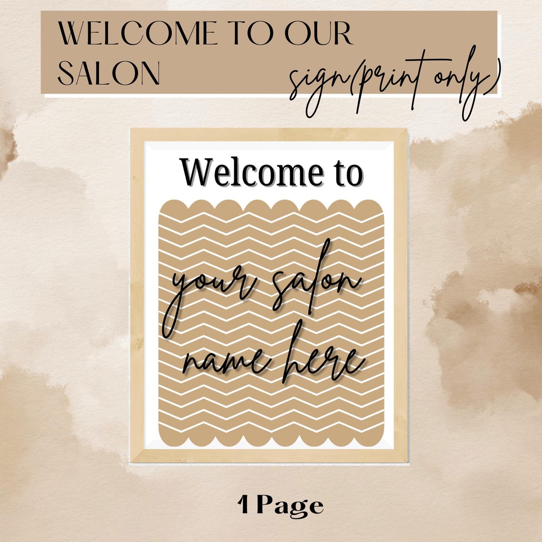 Salon Welcome Sign Template for Small Business Signs Digital Download ...