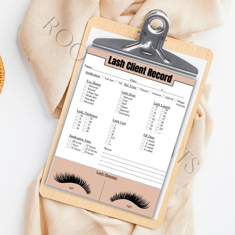 Eyelash Extension Client History Template With Lash Mapping Record ...