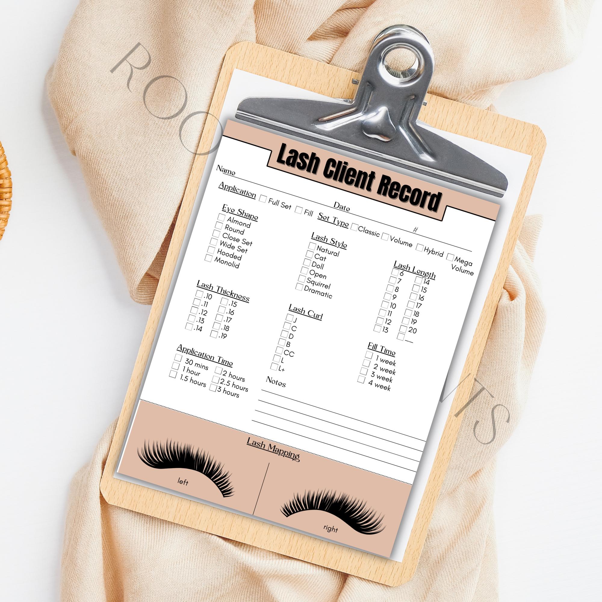 Eyelash Extension Client History Template With Lash Mapping Record ...
