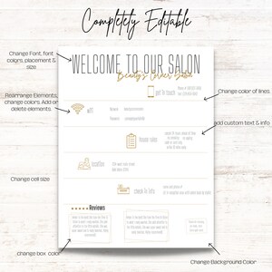 Salon Welcome Check in Sign Template, Guest Arrival Info ,digital ...