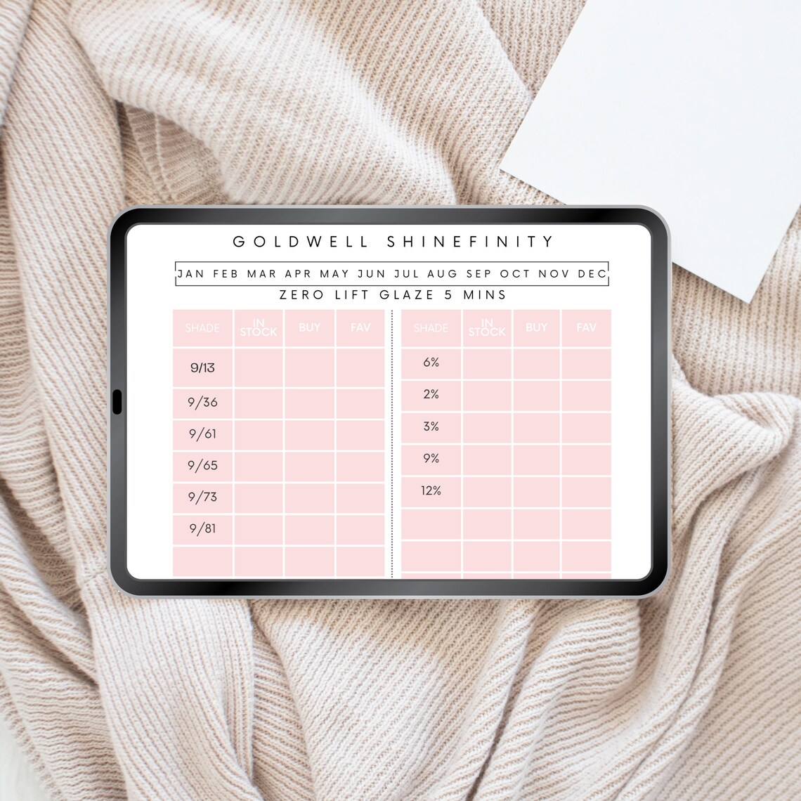 Wella Shinefinity Color Inventory List: Salon Hair Color Record ...