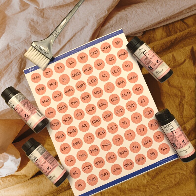 Redken Shades EQ Sticker Labels, Avery Matte Circle Labels for Redken ...