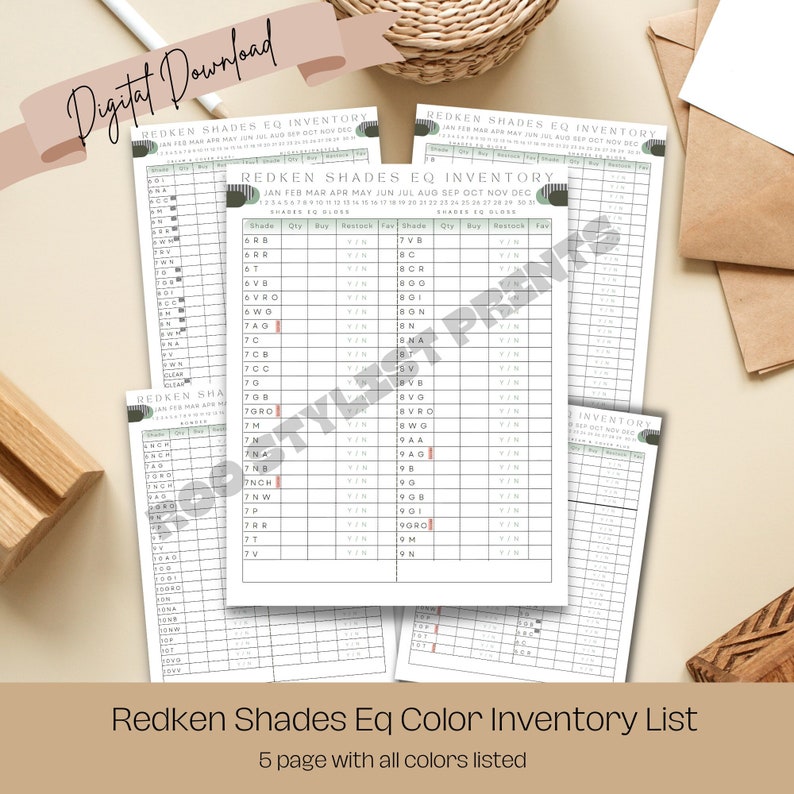 Shades EQ Color Inventory List: Hairstylist Organizer (digital Download ...