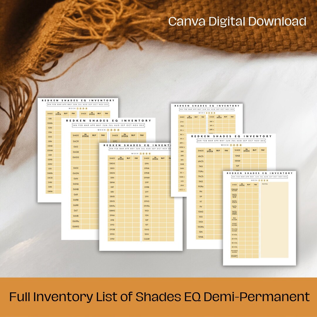 Shades EQ Inventory List Template: Salon Hair Color Stock (digital ...