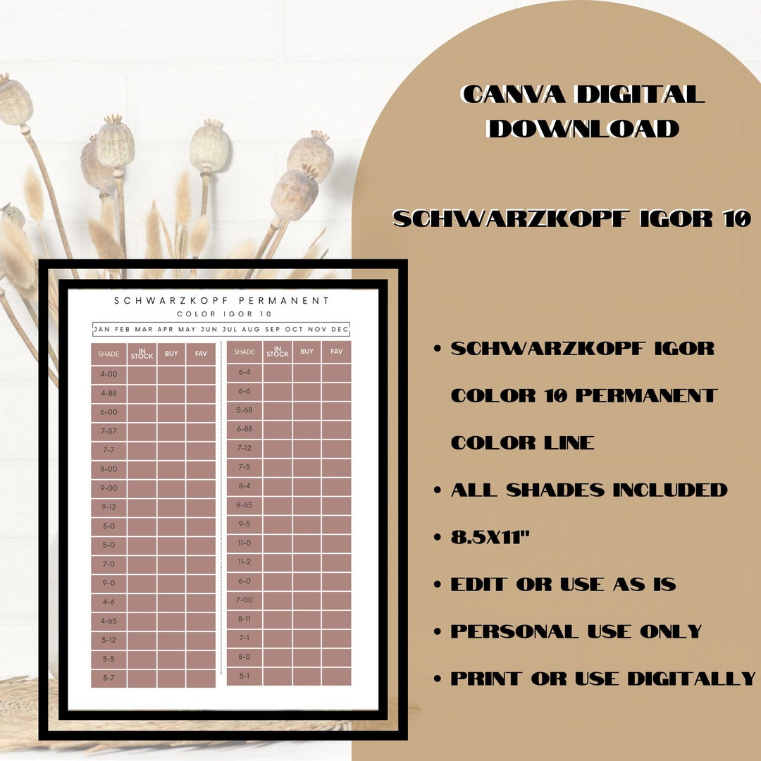Schwarzkopf Igor Color 10 Permanent Line, Hair Color Inventory ...