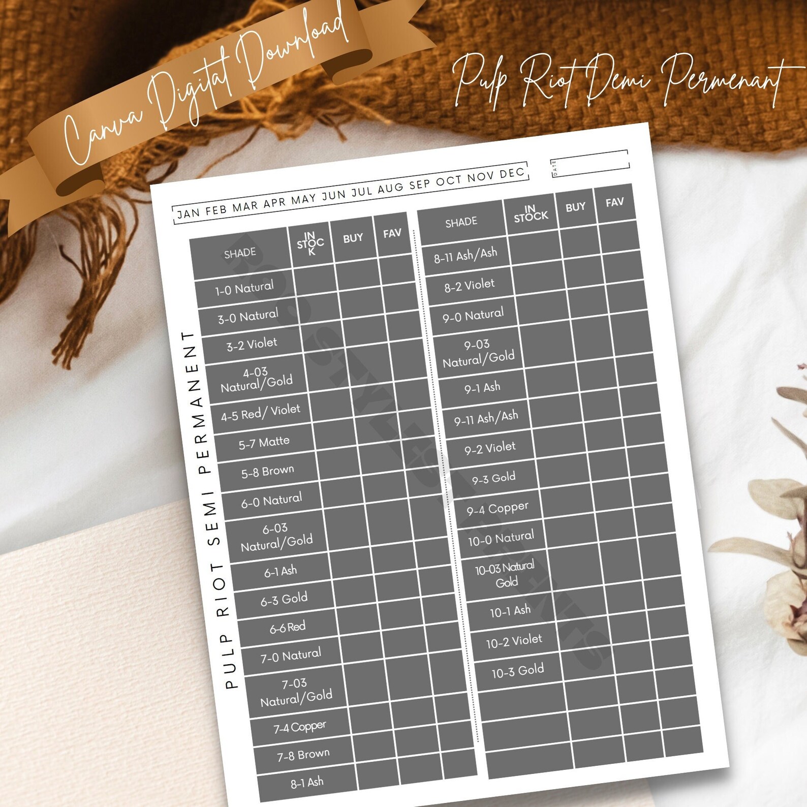 Pulp Riot Demi Permanent Color Inventory, Inventory Tracker Template ...