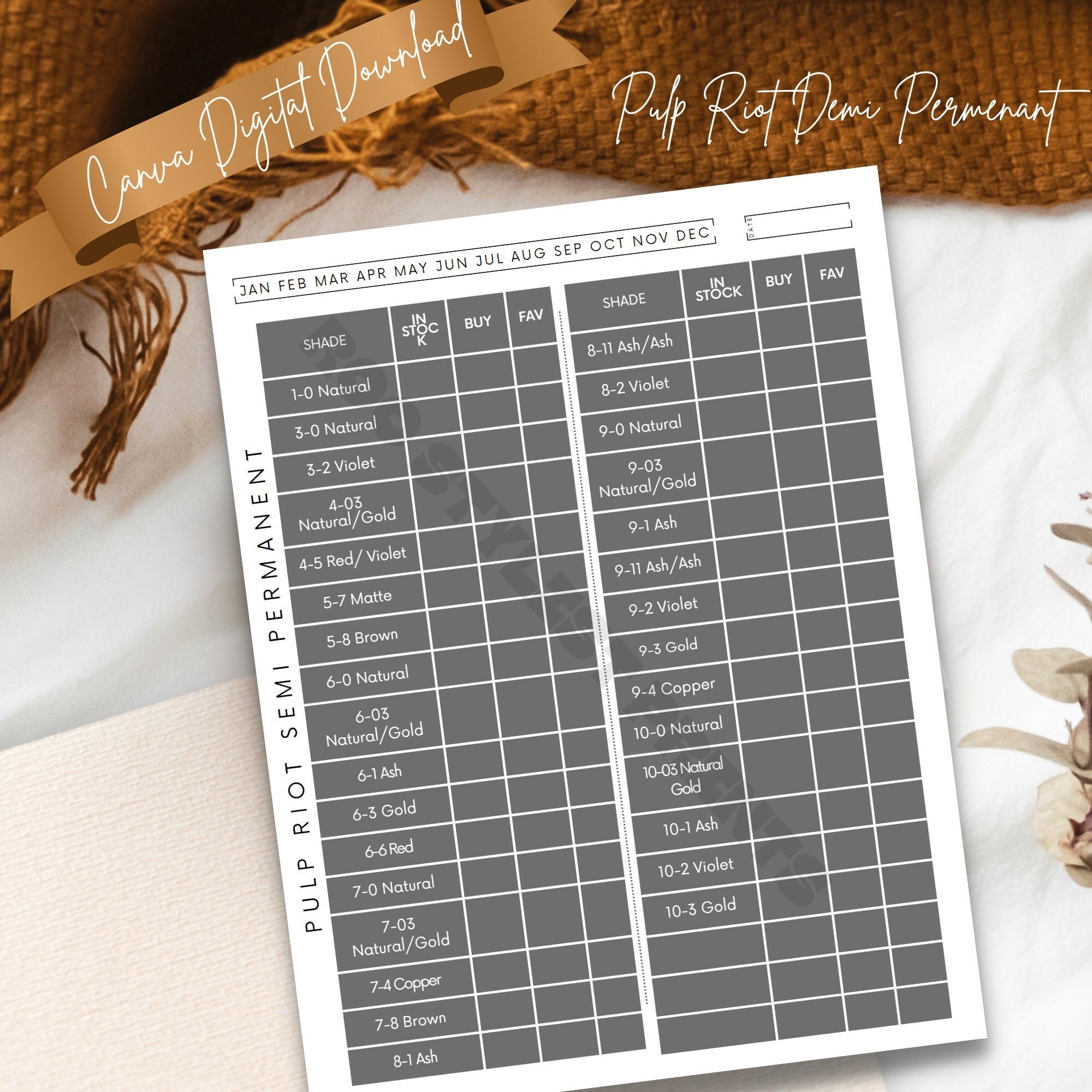 Pulp Riot Demi Permanent Color Inventory, Inventory Tracker Template ...