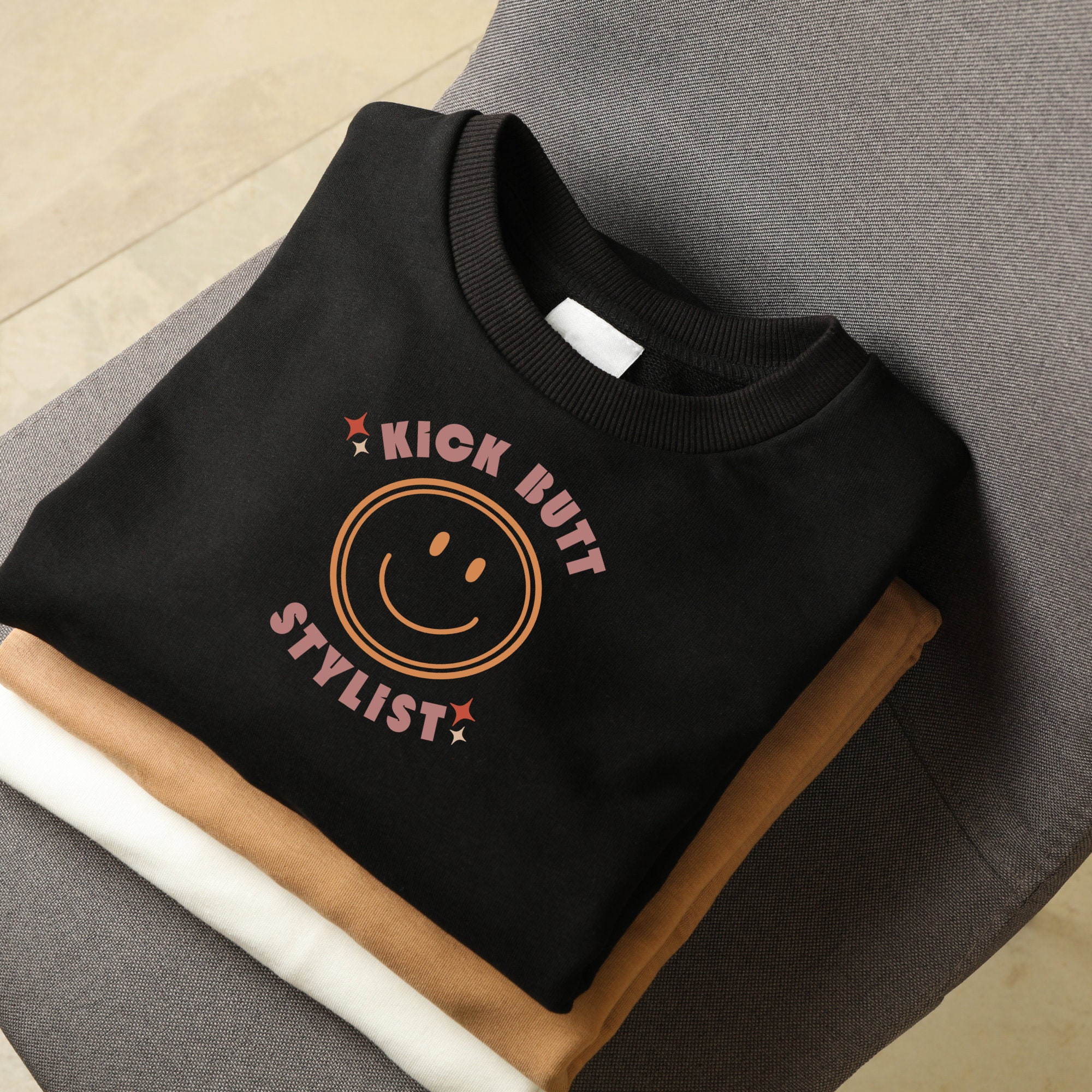 Kick Butt Stylist SVG, 70's Inspired Smiley Face, Trendy Hair Stylist ...