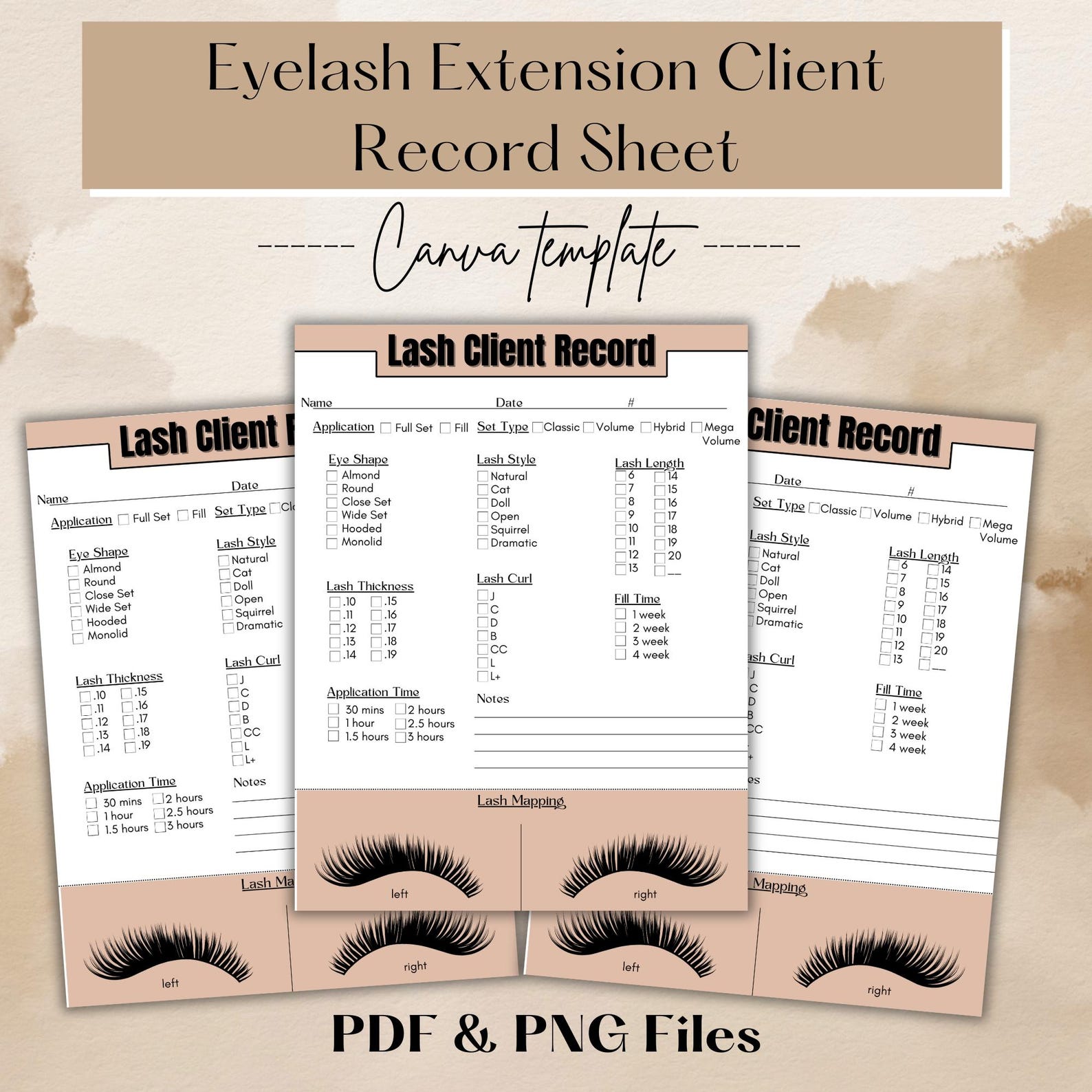 Eyelash Extension Client History Template With Lash Mapping Record ...