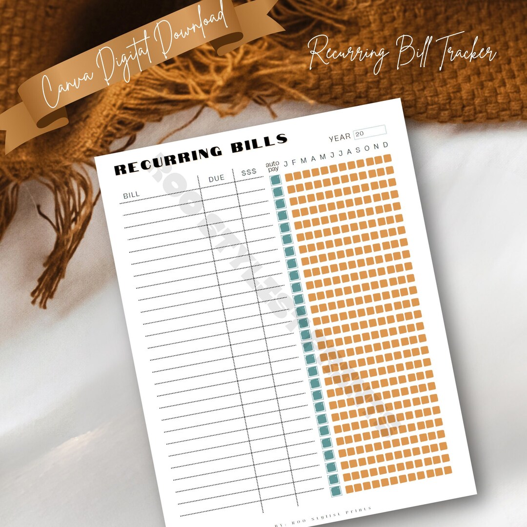 Recurring Bill Tracker for Hairstylist, Salon Templates, Digital ...