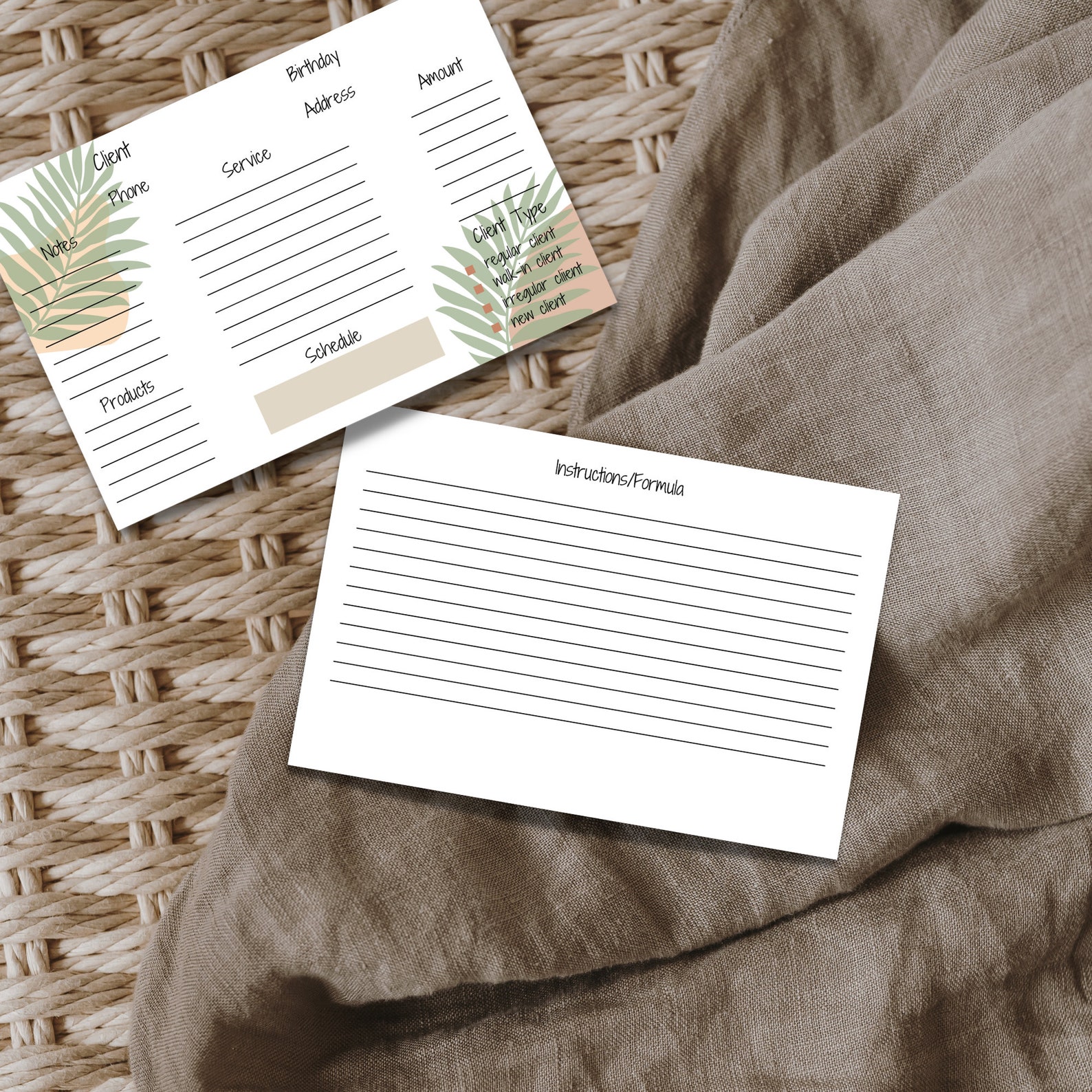 Client Record Card for Clients, Salon Client History, Digital Download ...