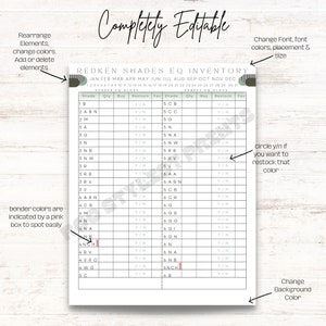 Shades EQ Inventory List for Hair Color Inventory Printable Color ...