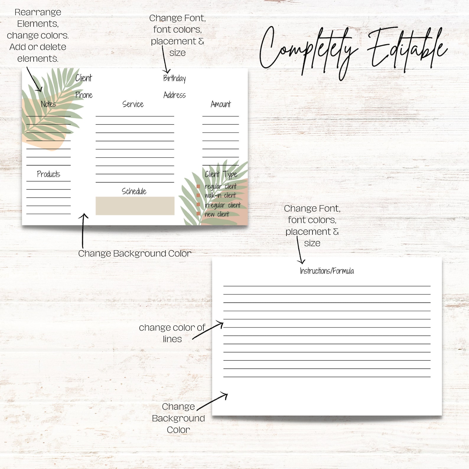 Client Record Card for Clients, Salon Client History, Digital Download ...