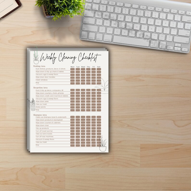 Cleaning Checklist Printable for Salons & Salon Owners, Digital ...