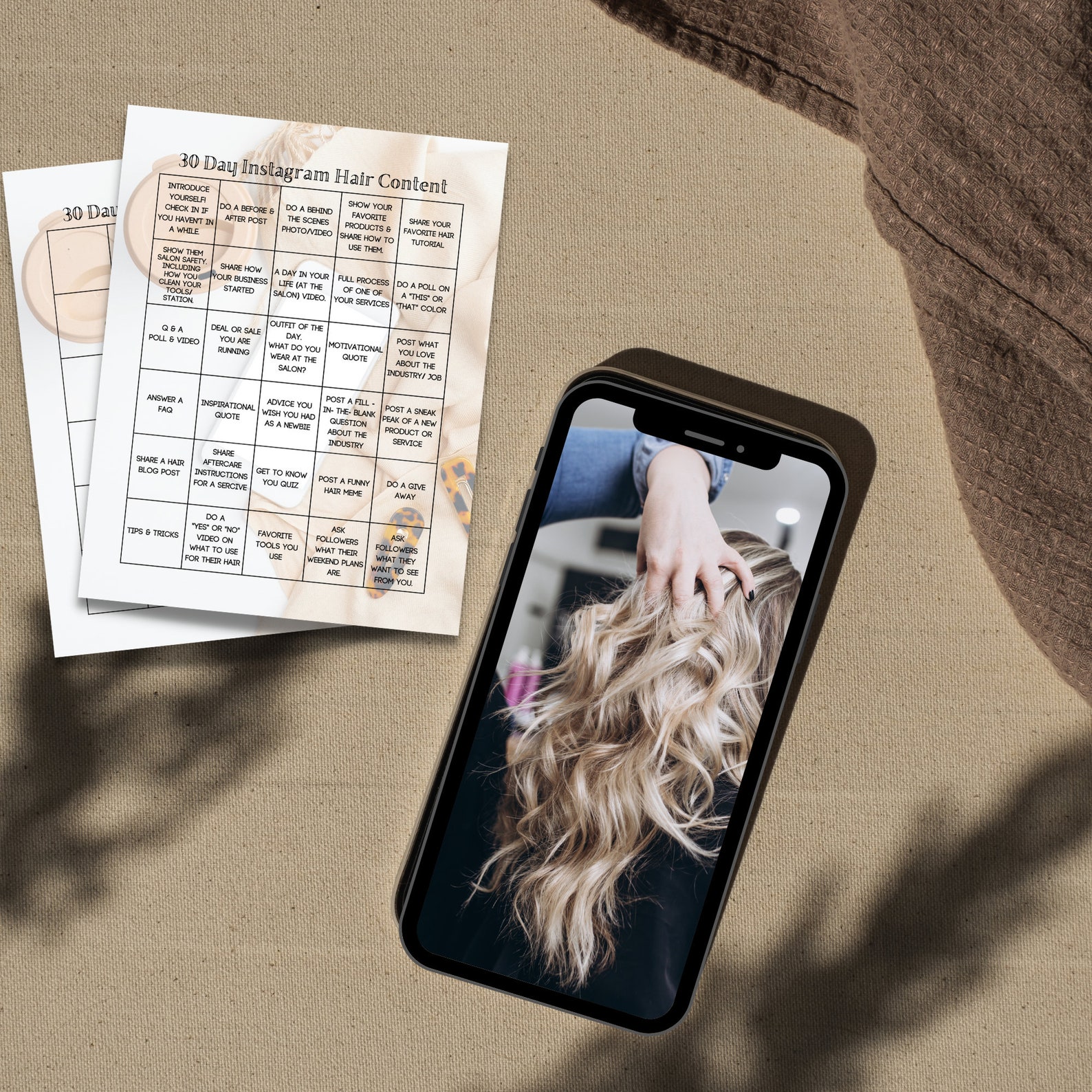 30 Day Instagram Social Media Content Template, Salon Content Calendar ...