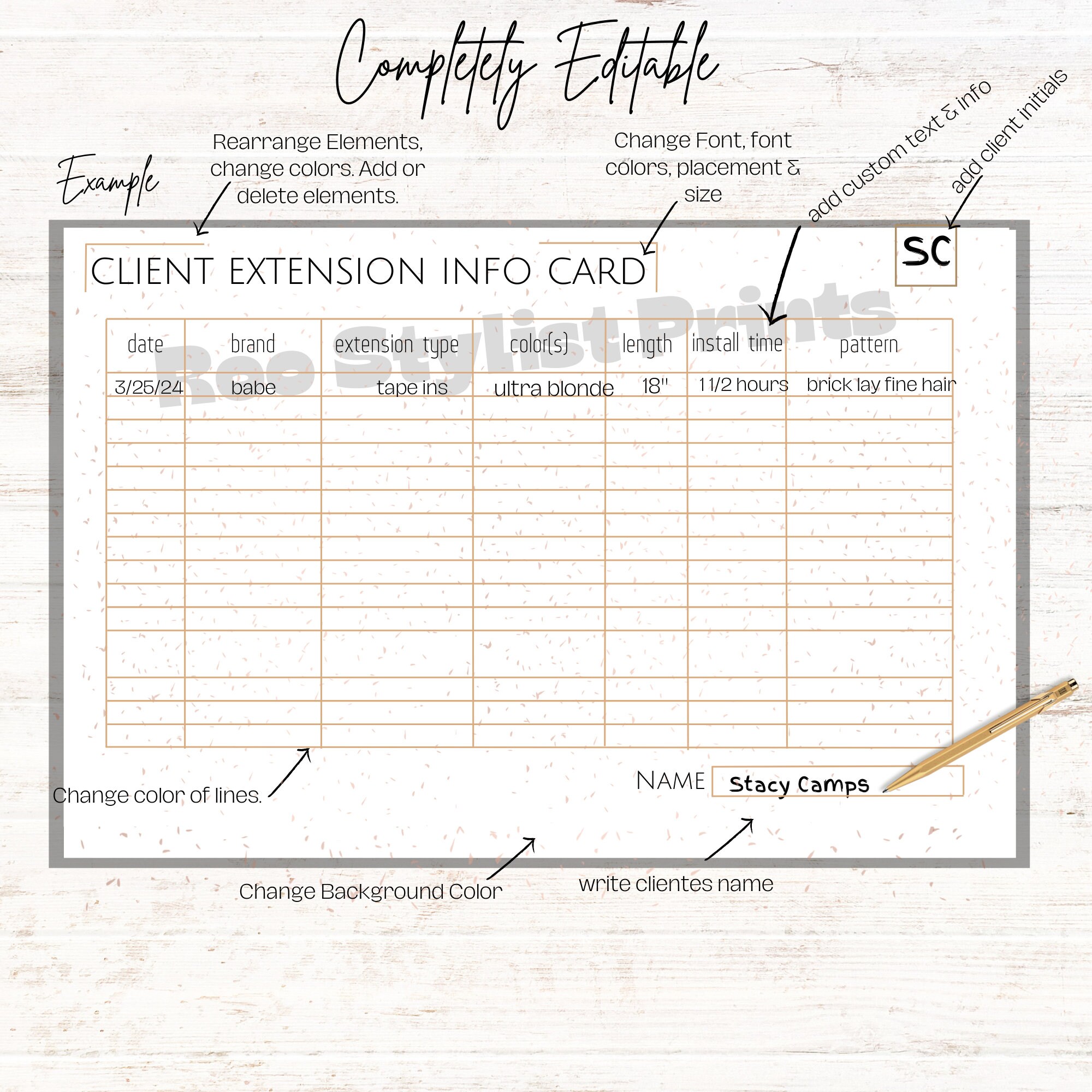 Salon Client Intake Form, Client History Template, Client Record ...