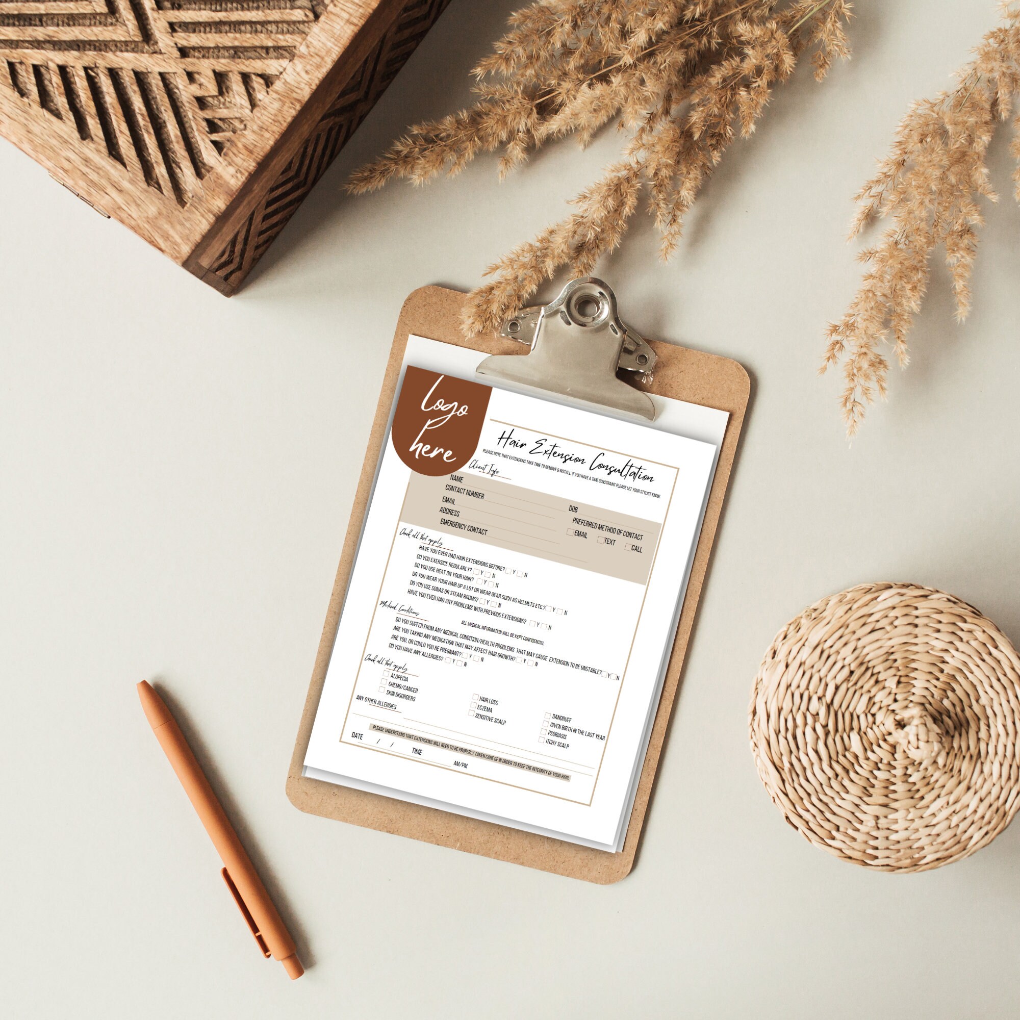 Hair Extension Consultation Form: Salon Client Template (digital ...