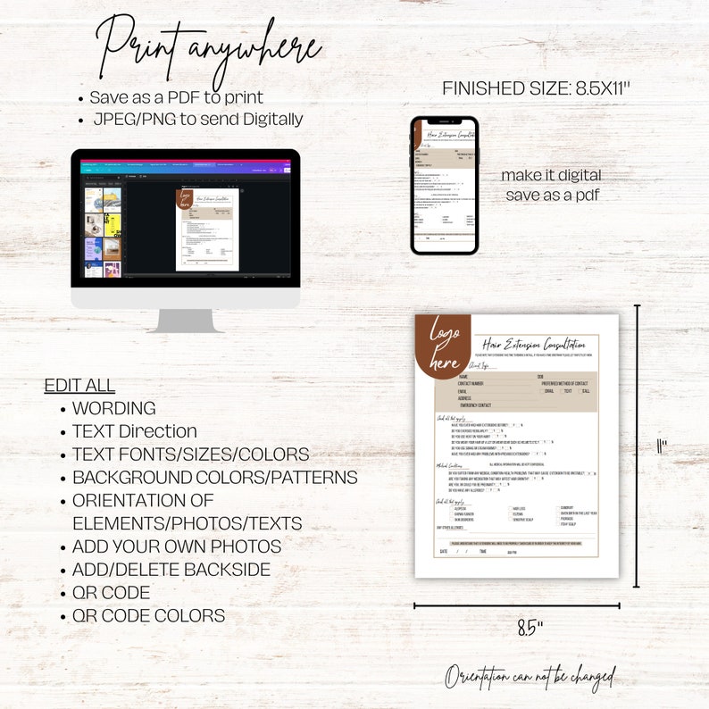 Hair Extension Consultation Form: Salon Client Template (digital ...