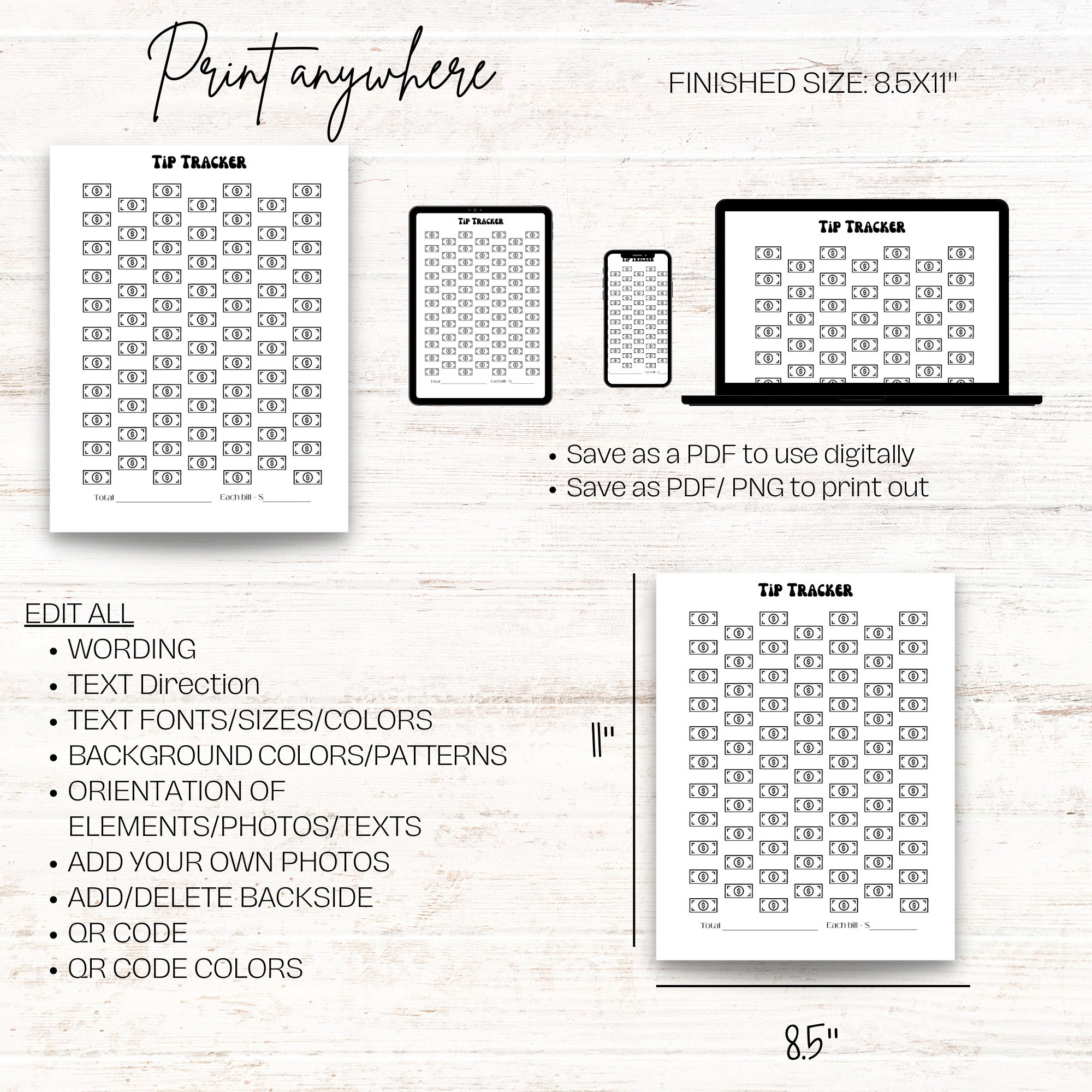 Salon Tip Tracker Spreadsheet, Finance Pages, Color in Budget Chart ...