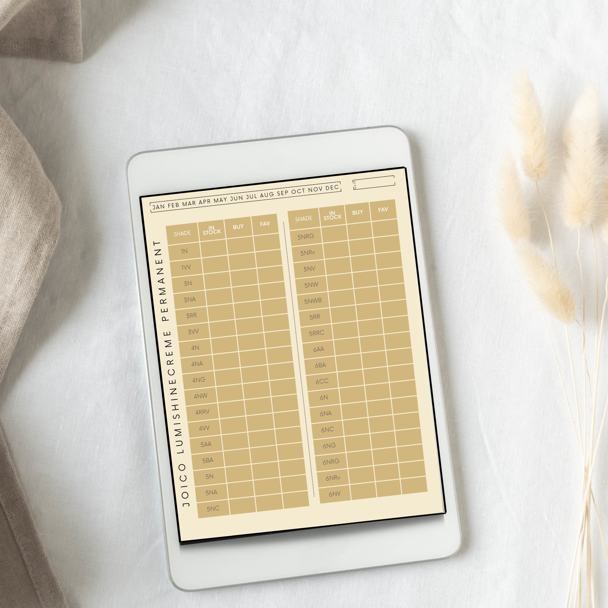 Lumishine Hair Color Inventory Digital Template - Joico Cream Supply ...