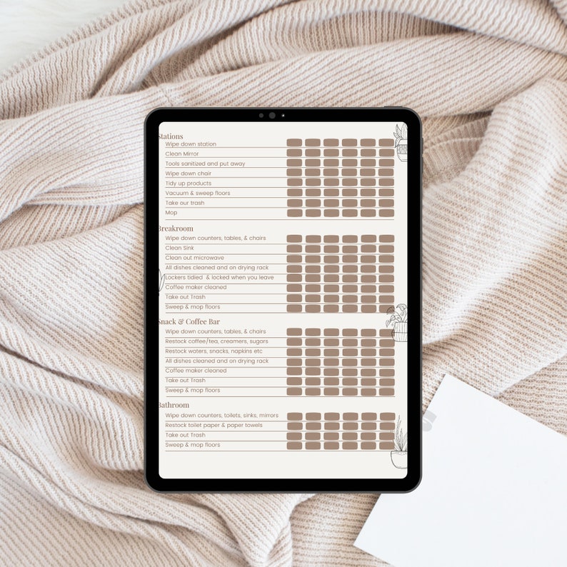 Cleaning Checklist Printable for Salons & Salon Owners, Digital ...