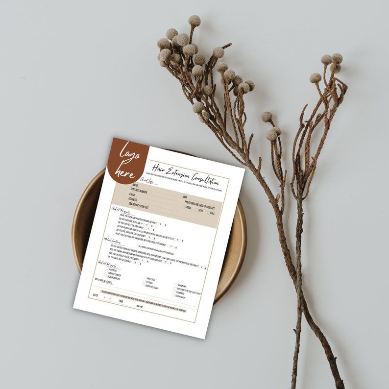 Hair Extension Consultation Form: Salon Client Template (digital ...