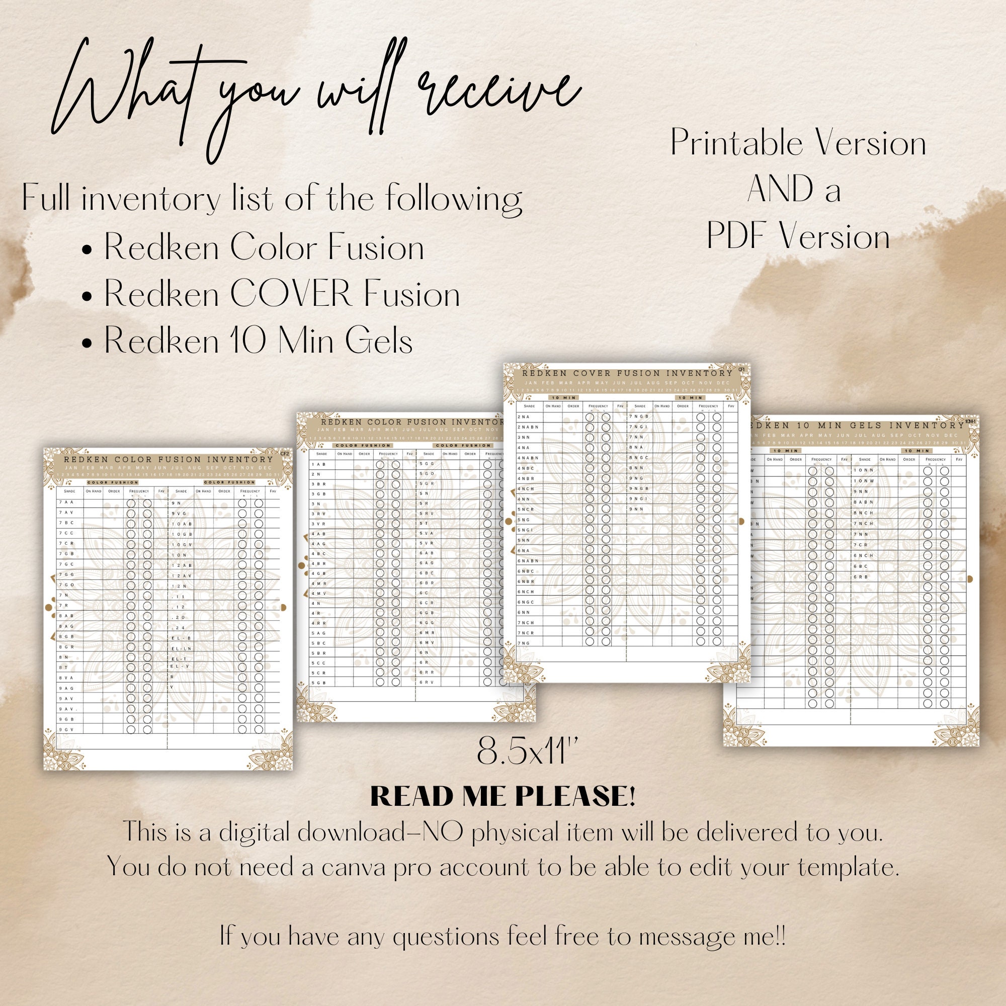 Redken Shades EQ Color Inventory Spreadsheet (digital Download) - Etsy