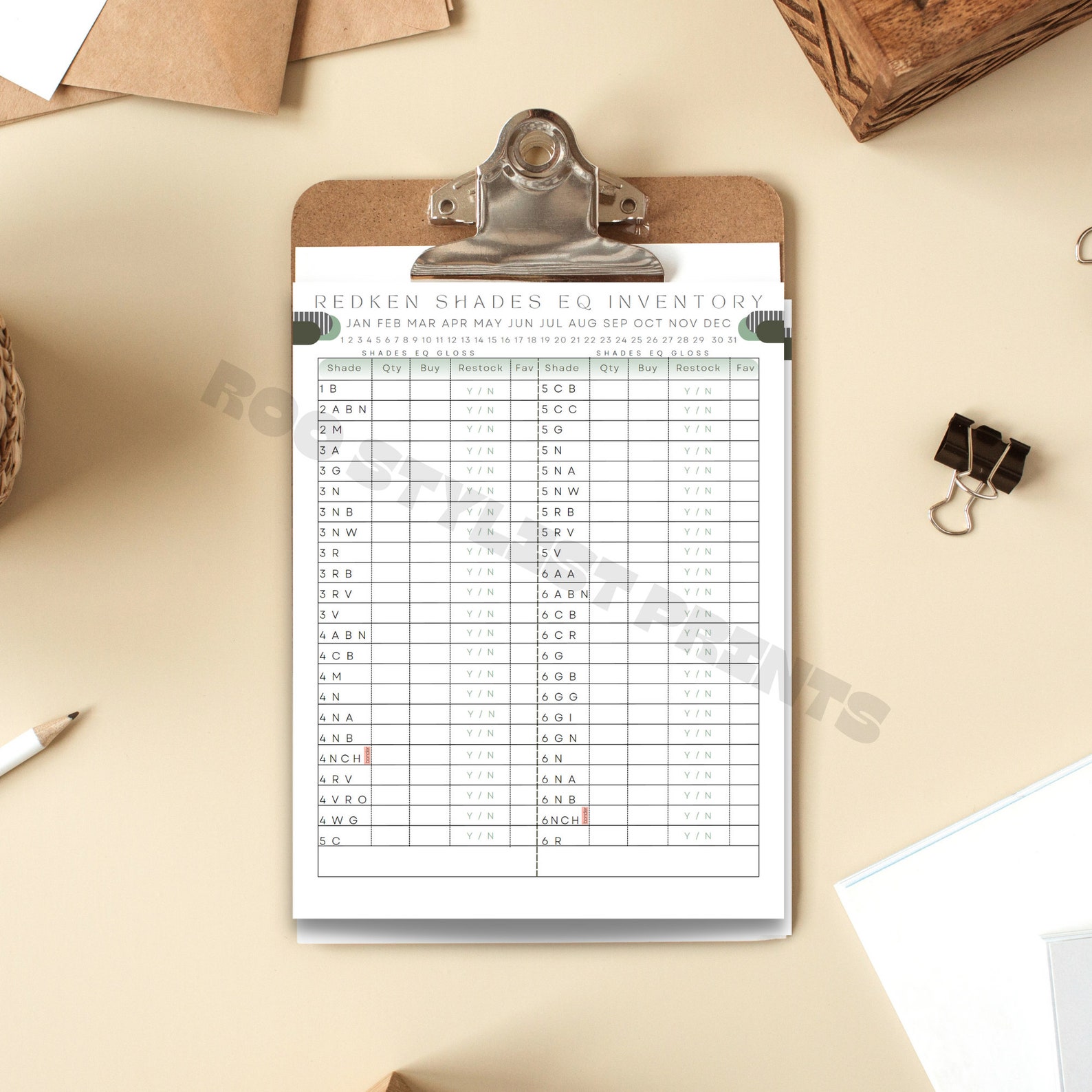Shades EQ Color Inventory List: Hairstylist Organizer (digital Download ...