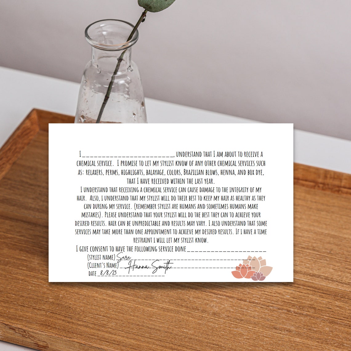 Chemical Service Waiver, Salon Templates, Hair Color Form, Color ...