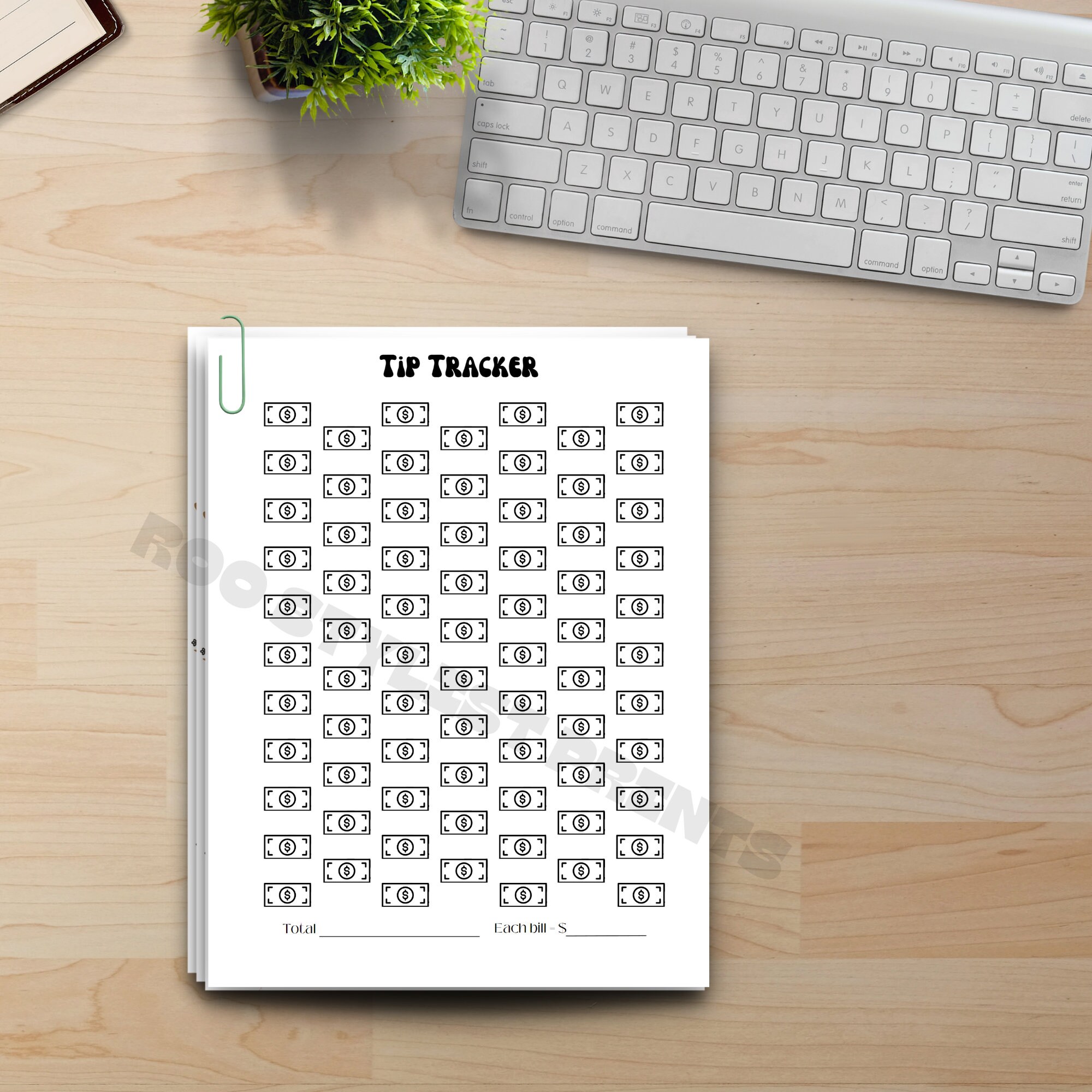 Salon Tip Tracker Spreadsheet, Finance Pages, Color in Budget Chart ...