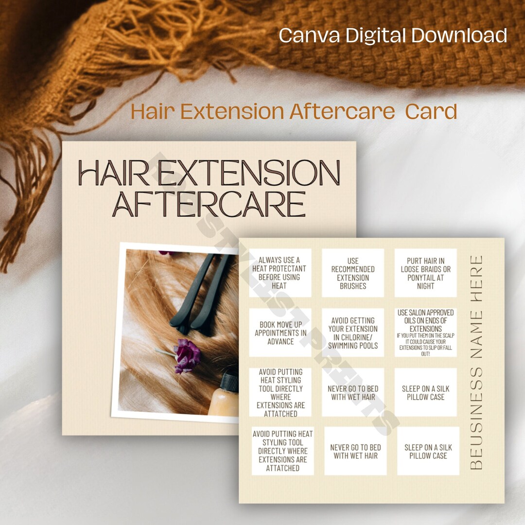 Hair Extension Aftercare Card, Sew in Extensions, Hair Care ...