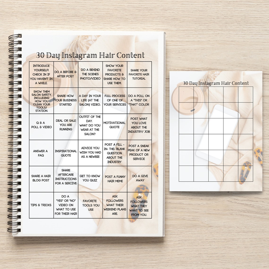 30 Day Instagram Social Media Content Template, Salon Content Calendar ...