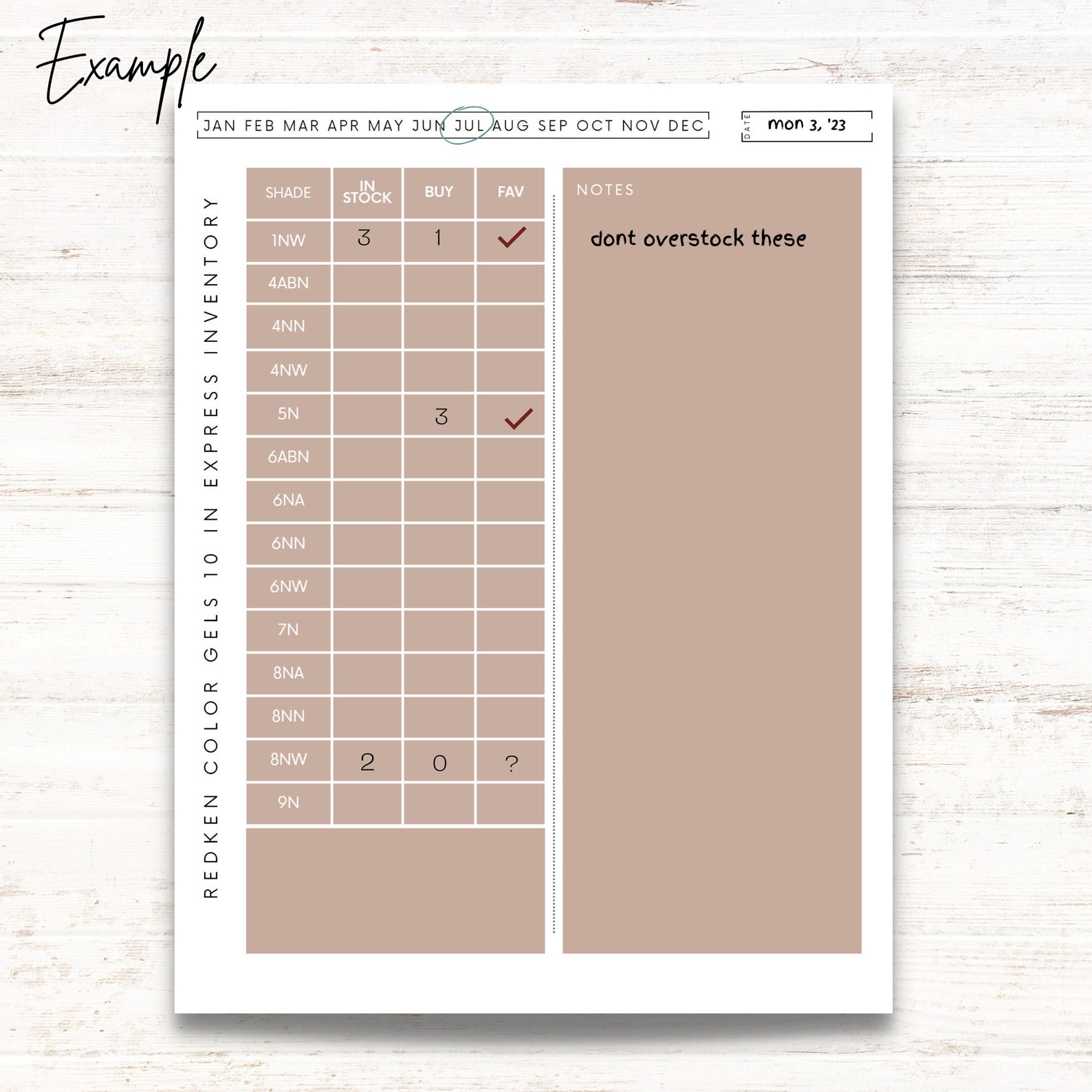 Redken 10 Min Express Color Line Inventory List, Salon Color Organizer ...