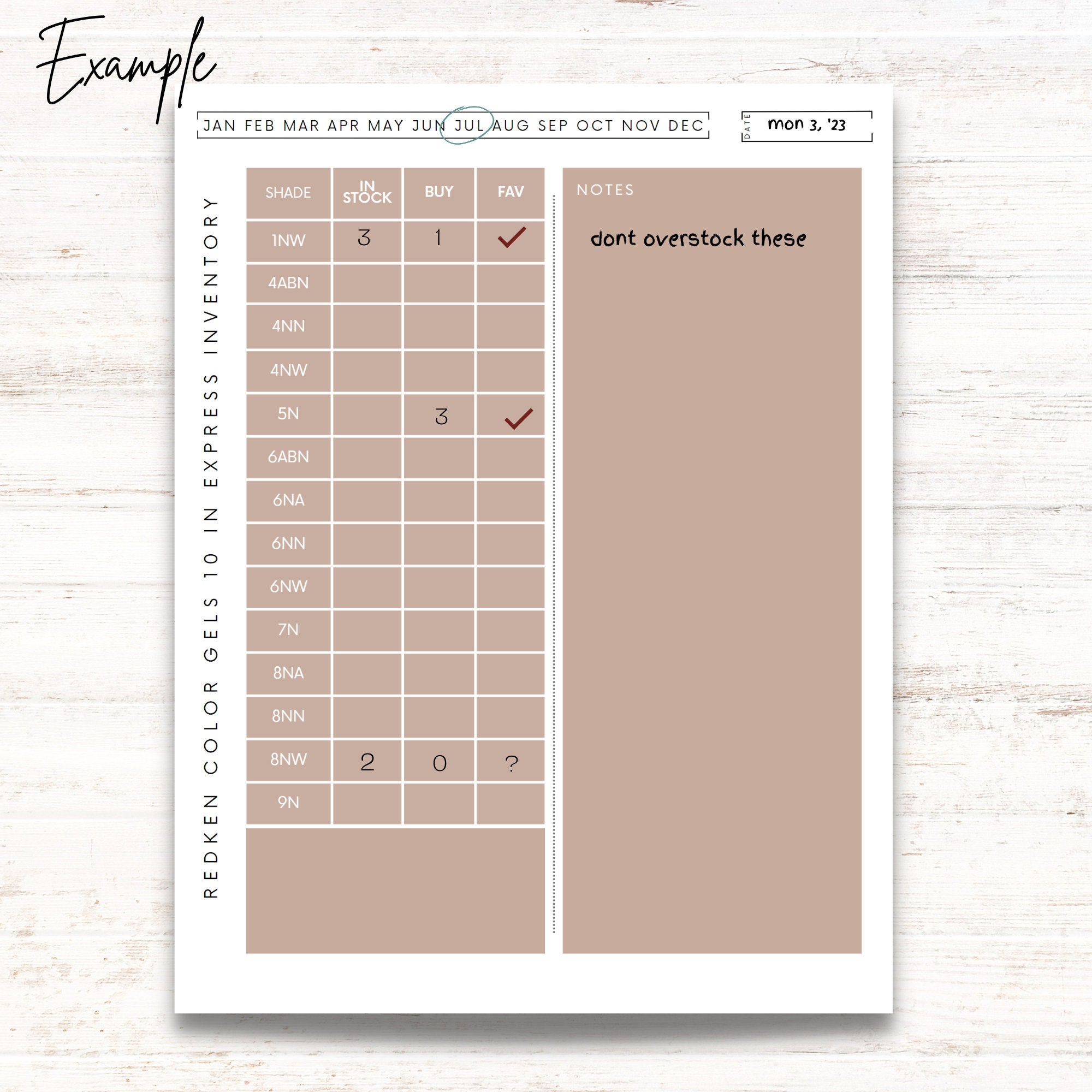 Redken 10 Min Express Color Line Inventory List, Salon Color Organizer ...