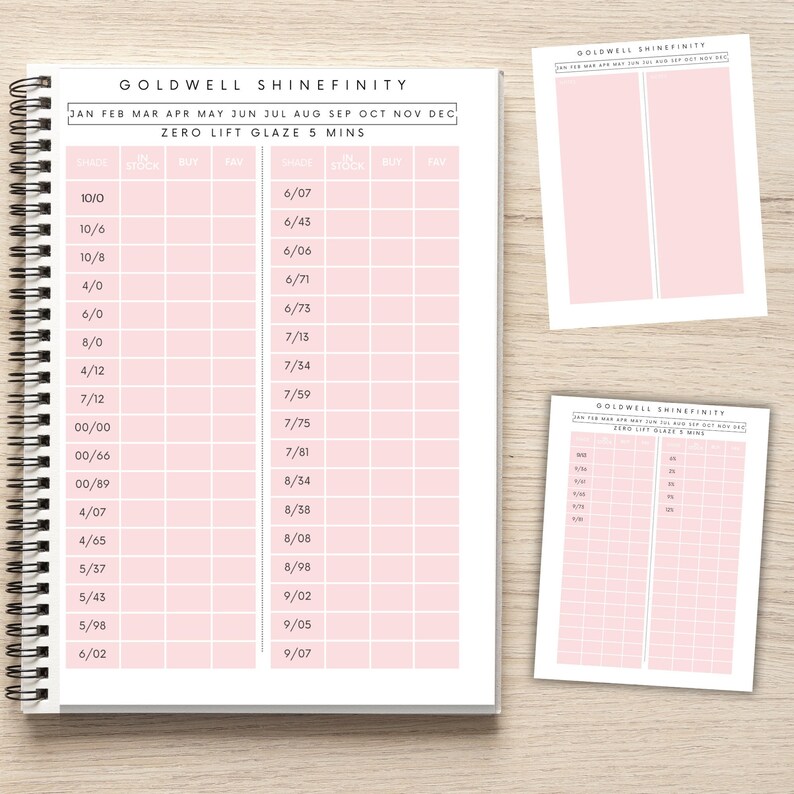 Wella Shinefinity Color Inventory List: Salon Hair Color Record ...