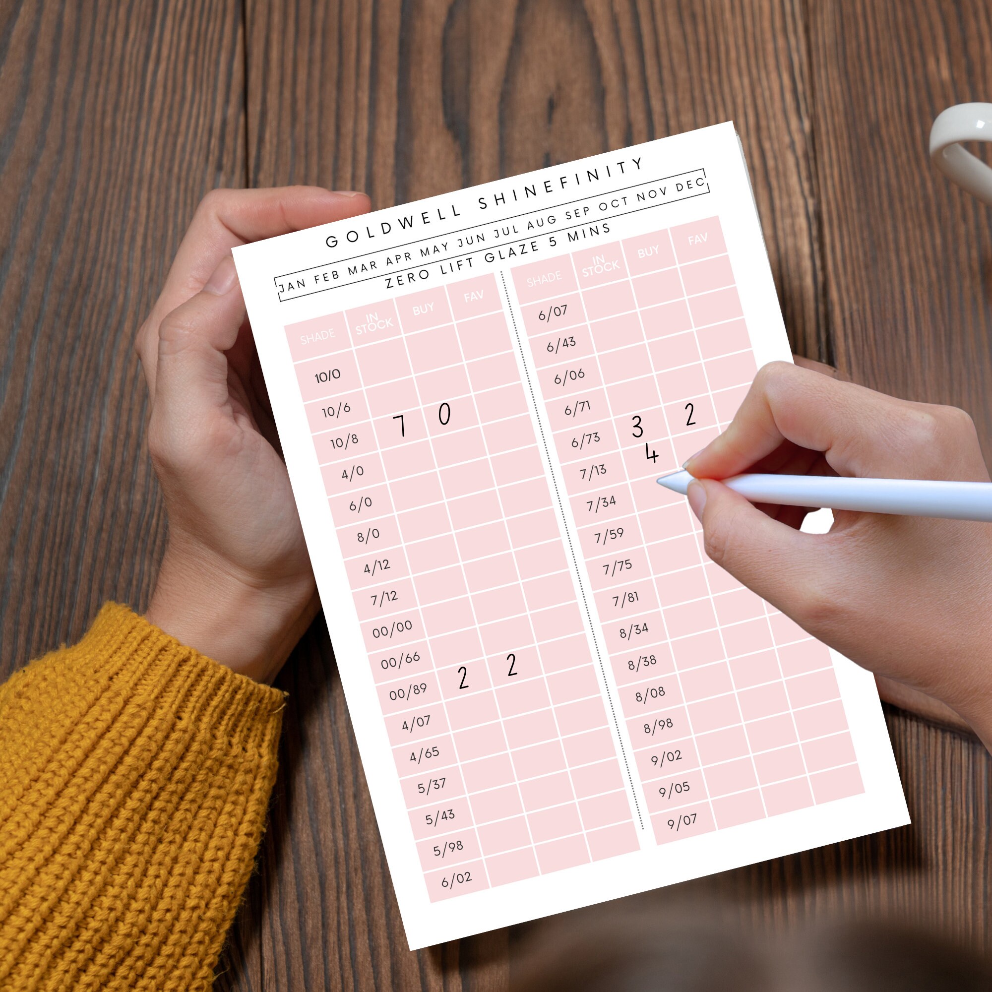 Wella Shinefinity Color Inventory List: Salon Hair Color Record ...