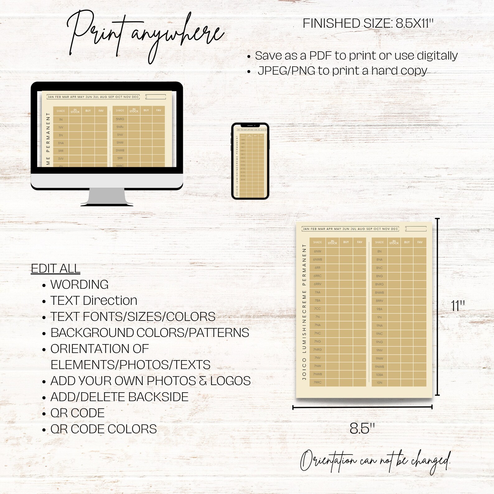 Lumishine Hair Color Inventory Digital Template - Joico Cream Supply ...