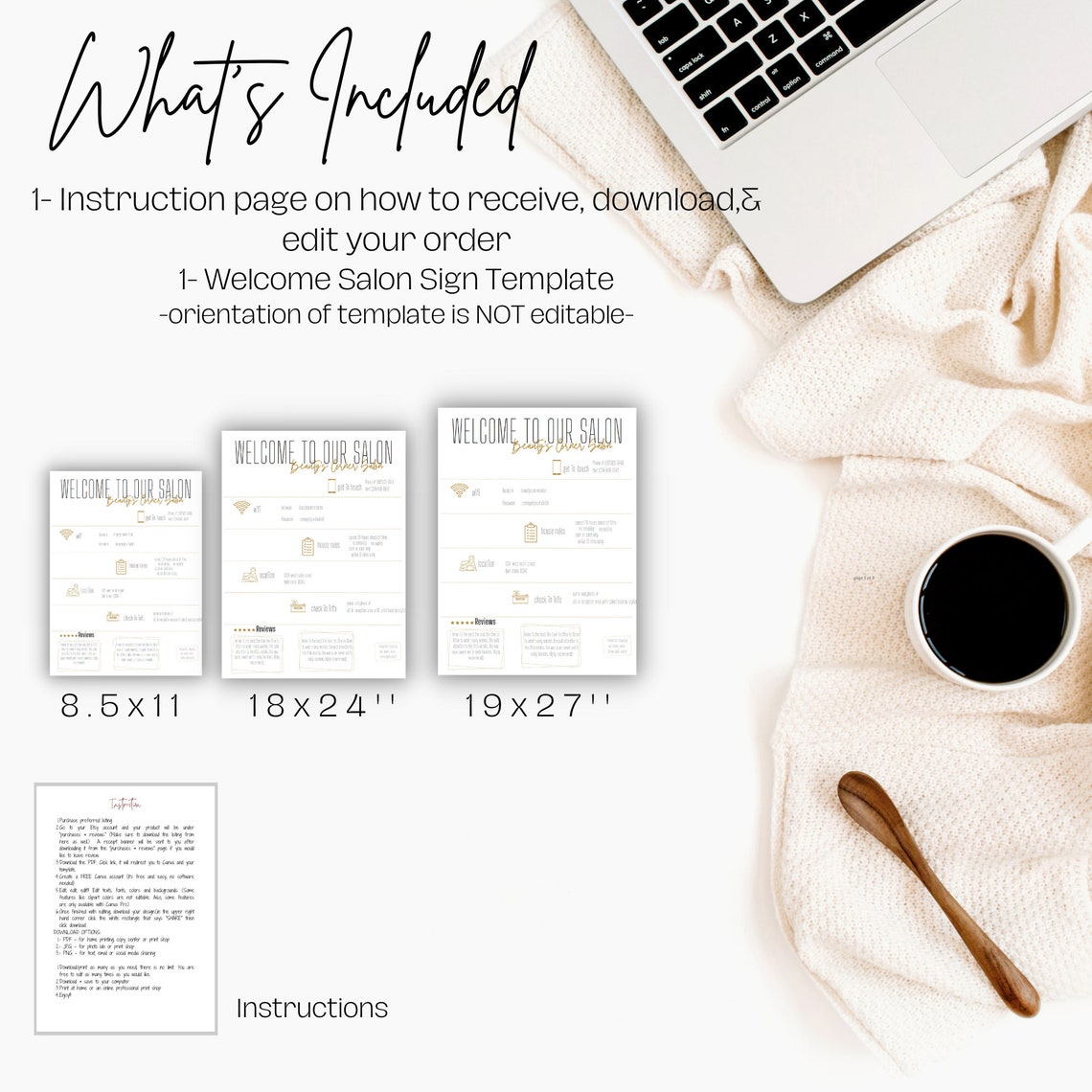 Salon Welcome Check in Sign Template, Guest Arrival Info ,digital ...