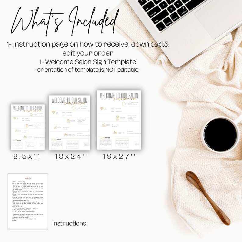 Salon Welcome Check in Sign Template, Guest Arrival Info ,digital ...