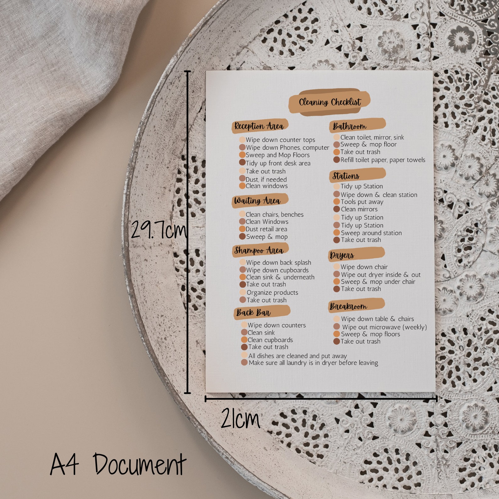 Salon Cleaning Checklist Printable Checklist Editable - Etsy
